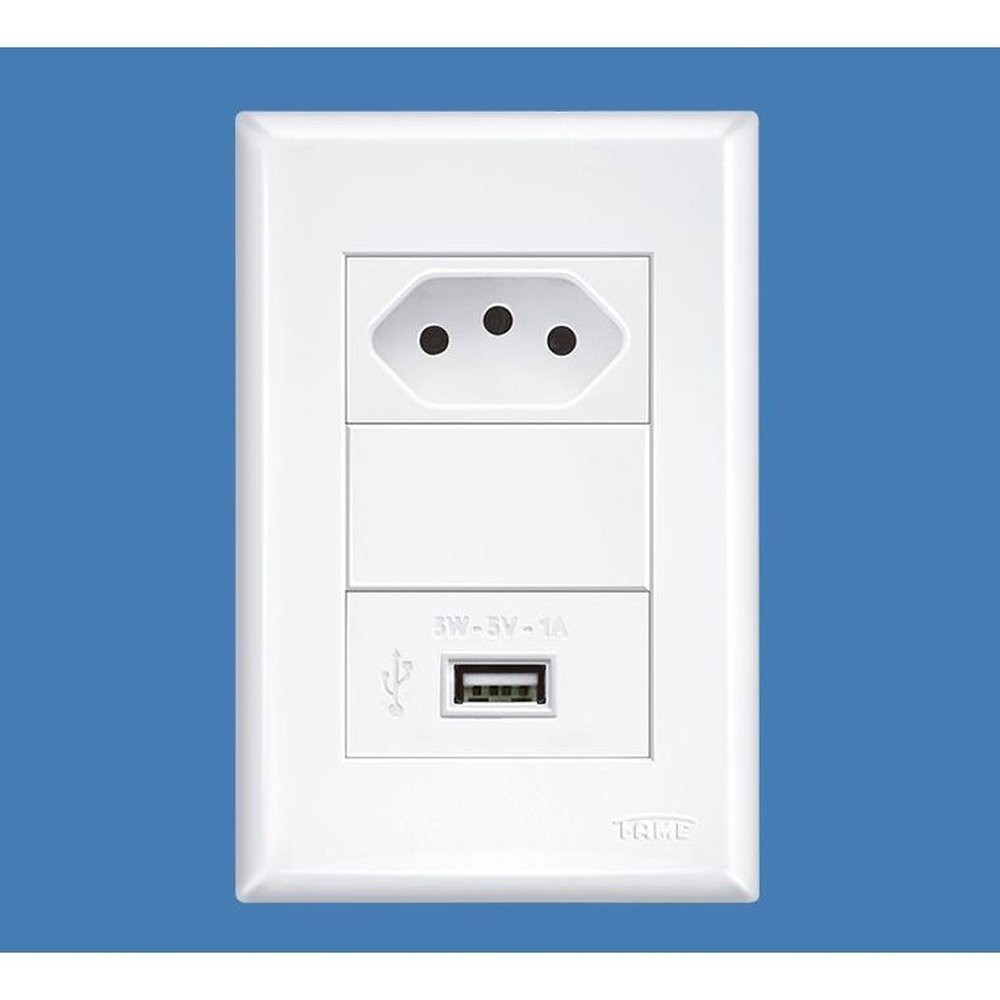 Conjunto 4x2 Tomada 20A Com Usb 15W - 5V - 3A Modular Evidence - Fame ...