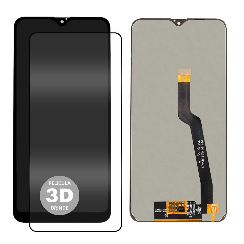 Tela Frontal Display Lcd Touch Para Sam A10 A105 M10 M105 Preto Sem Aro Película 3D Brinde ...
