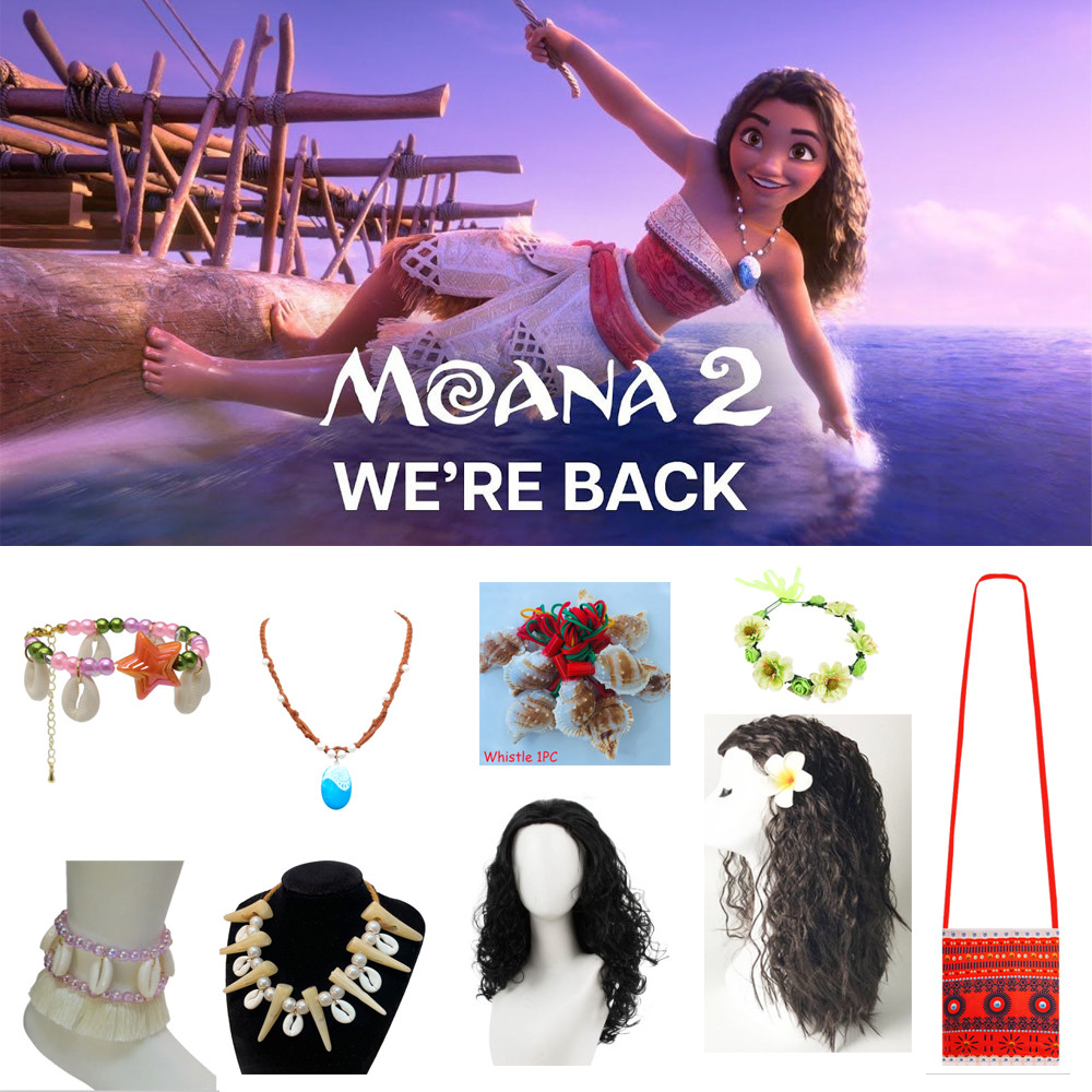 Moana 2 Cosplay Colar Tornozeleira Peruca Boneca Saco Acessórios Para ...