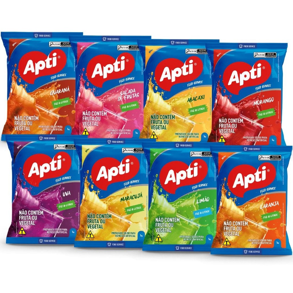 Suco em pó 1kg Apti Refresco Instantâneo Institucional Rende 10 Litros ...