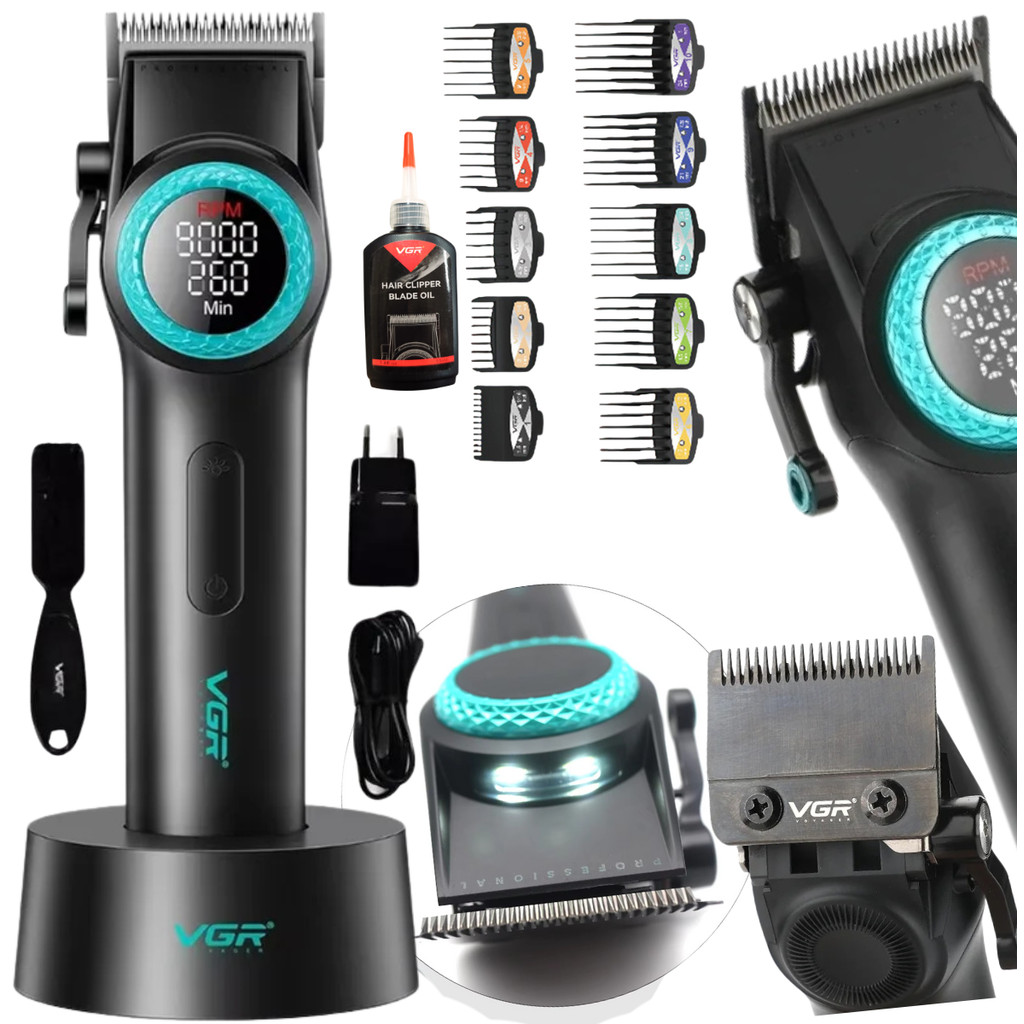 Máquina De Cortar Cabelo Profissional VGR V-001 9.000 RPM 21 Velocidades Com 4 Horas De Bateria ...