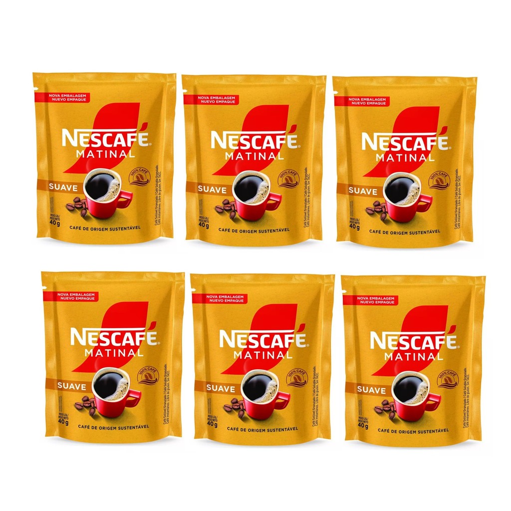 Café Solúvel Nescafé Matinal Suave Kit 6 Sachês 40g | Shopee Brasil