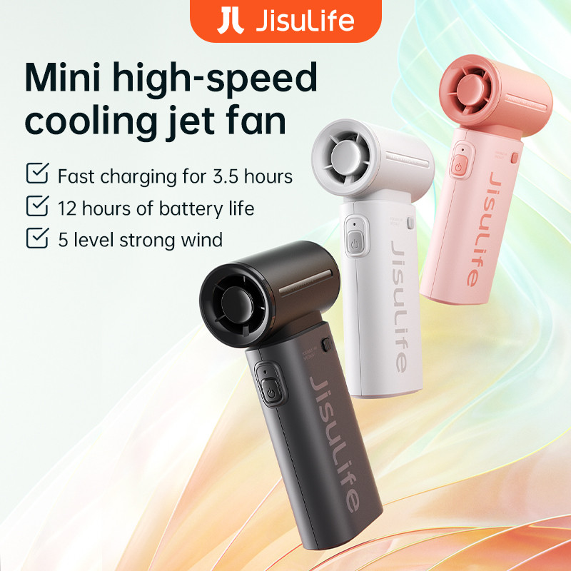 JISULIFE Mini Jet Fan 5000 mAh 5 Velocidades Vento Forte Portátil ...