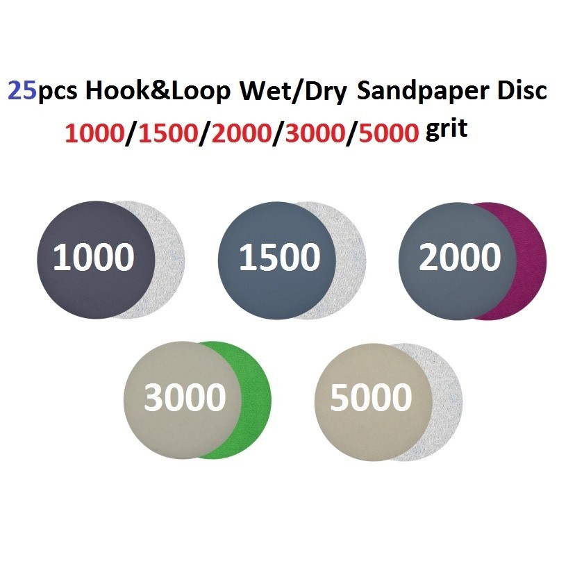 [TWKL-BR]Sandpaper Paper 125mm 25pcs 5inch Discs Hook&Loop Sand Tools ...