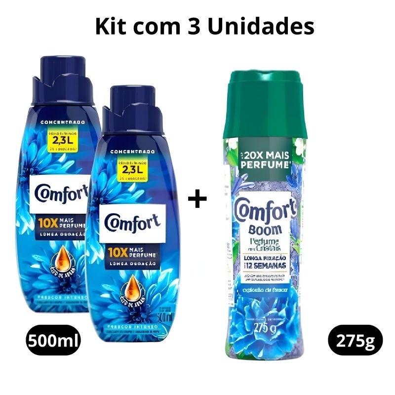 kit 2 Amaciante Concentrado COMFORT Frescor Intenso 500ml + 1 Comfort ...