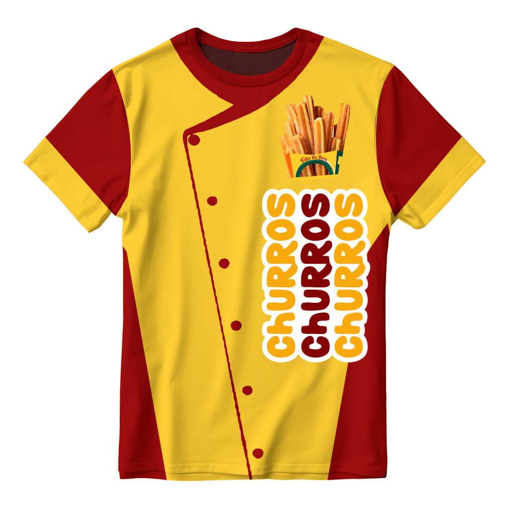Uniforme Camiseta Churros Fritos Na Hora Pronta Entrega Top | Shopee Brasil