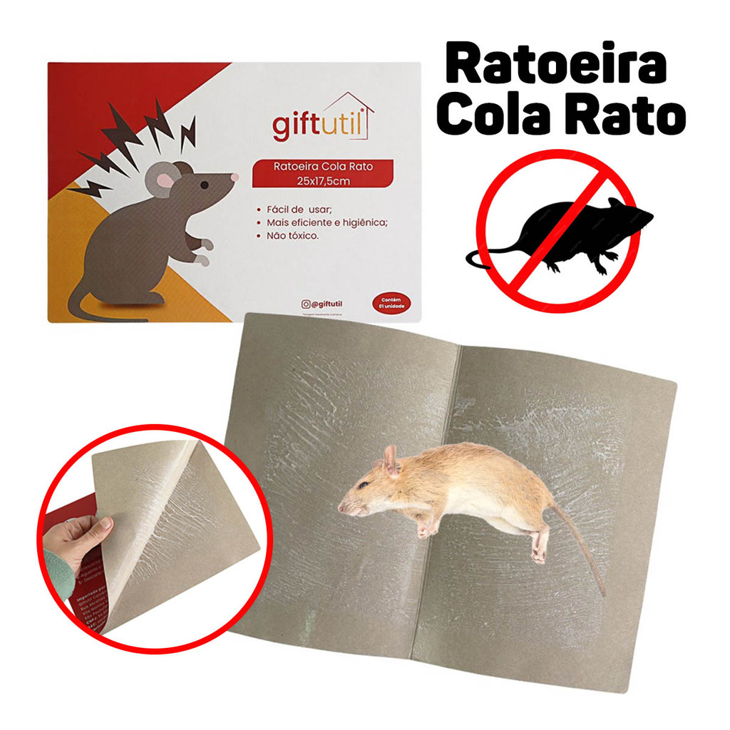 Ratoeira Adesiva Cola Pega Rato Pragas Adesivo para Ratos Inovadora ...