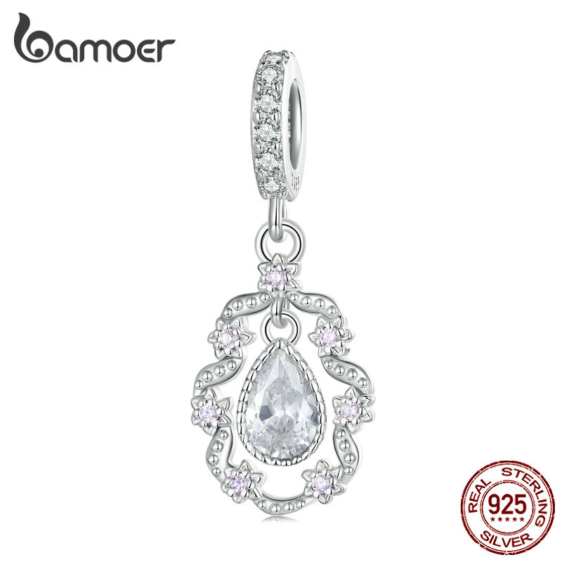 Bamoer 925 Prata Esterlina Charme Rococó Estilo Contas Design Simples DIY Para Pulseira Mulher ...