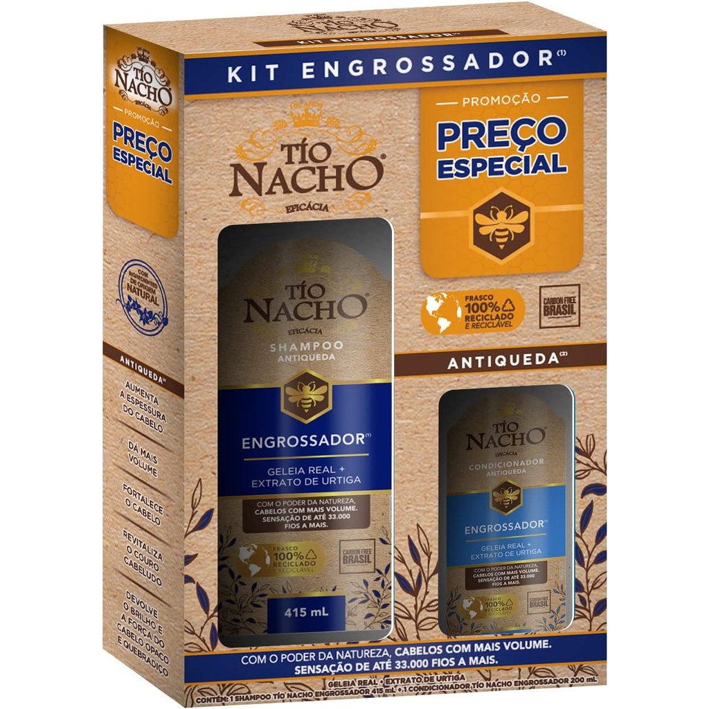 Kit Shampoo 415ml + Cond 200ml Tio Nacho Engrossador | Shopee Brasil