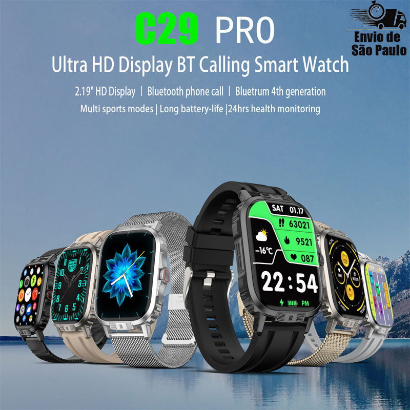Novo C29 Pro Relógio Smartwatch 2,19 Polegadas Tela Full Touch Screen ...