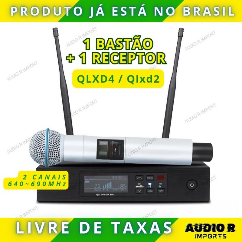 Microfone sem fio profissional SHURE QLXD4 / QLXD2 Beta 58a | Shopee Brasil