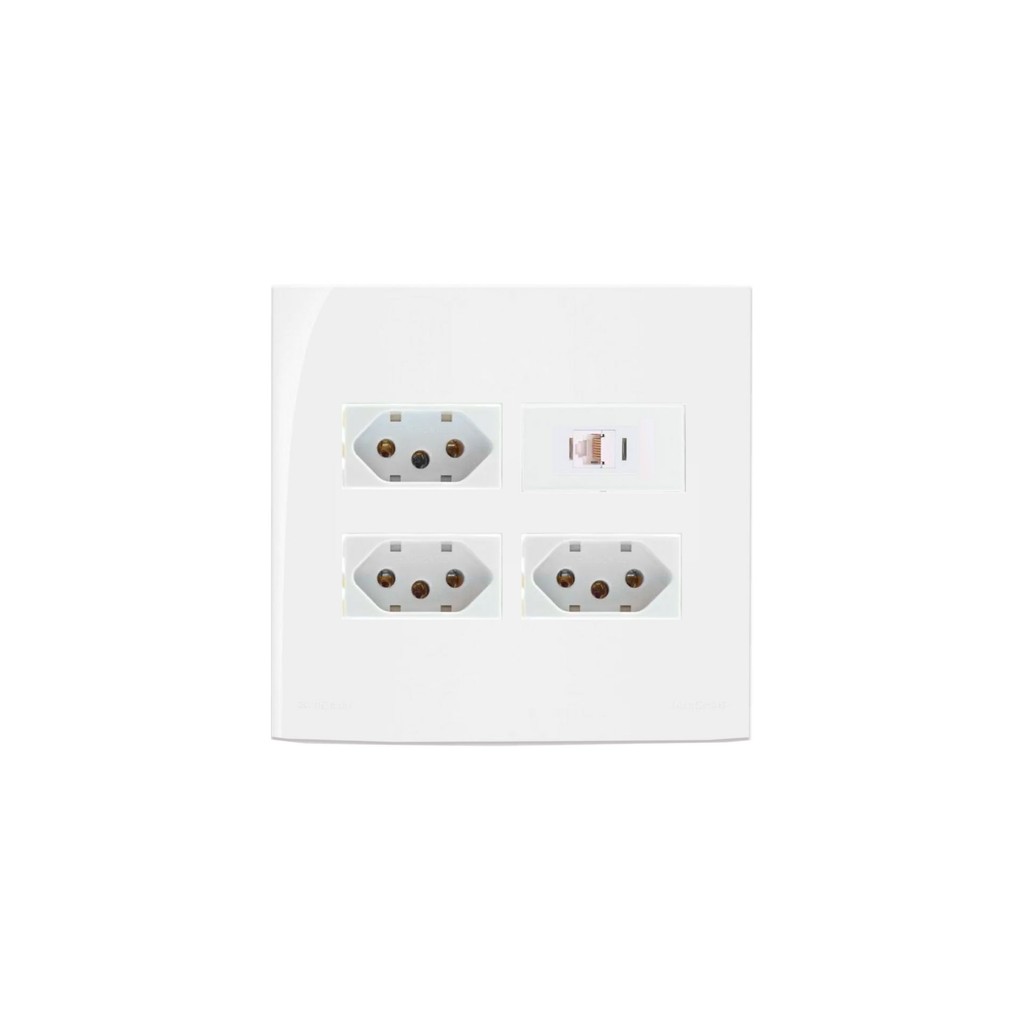 Conjunto 3 Tomadas 20A e 1 Tomada de Rede RJ45 CAT5E 10A 4X4 | Shopee ...