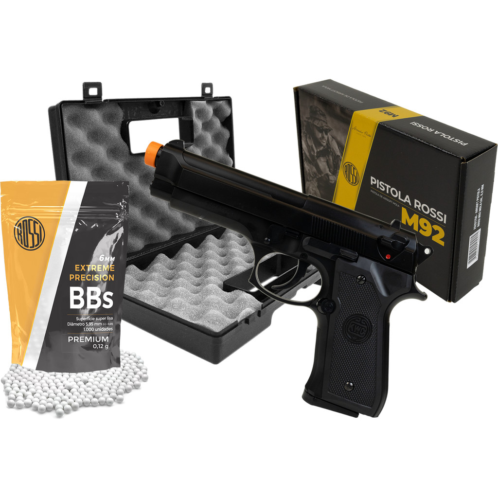 Pistola Airsoft Spring M92 Cano Metal 6mm + Maleta Case + Munição BBs 0 ...