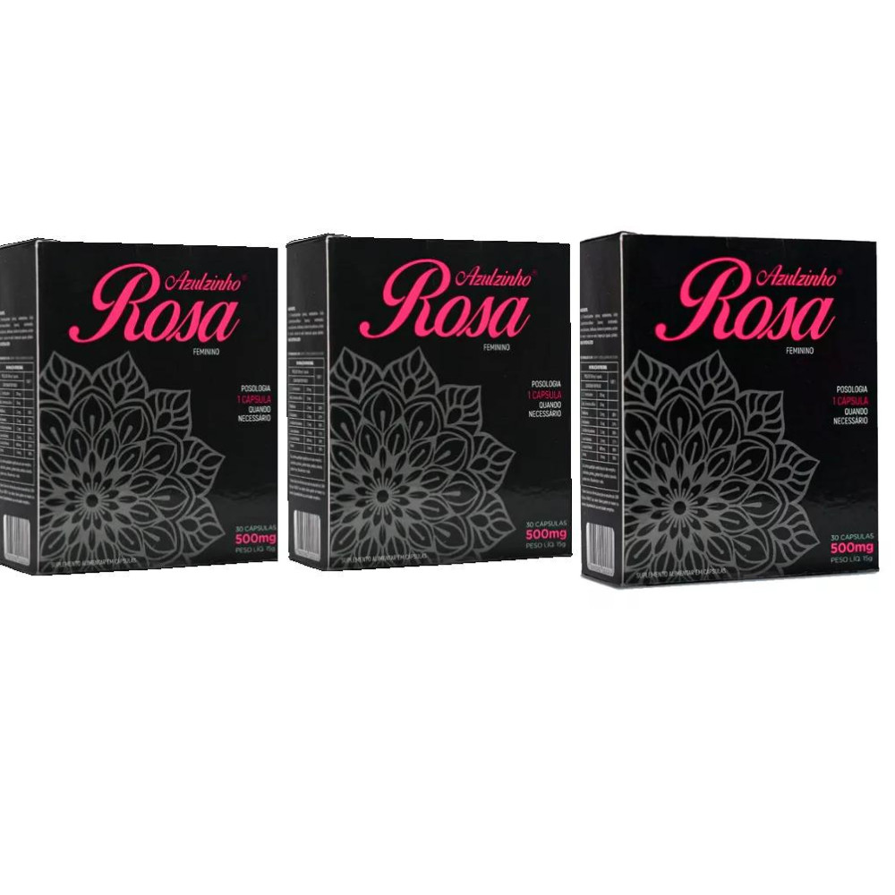 Kit 3 Azulzinho Rosa Feminino 500mg 30caps Cada | Shopee Brasil