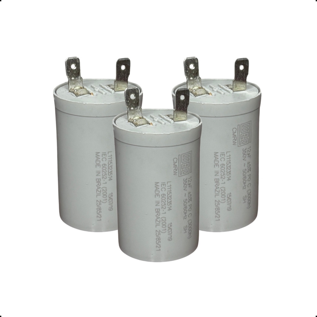 Kit 3 Capacitor De Partida 12uF Weg Para Motores Elétricos Diversos ...