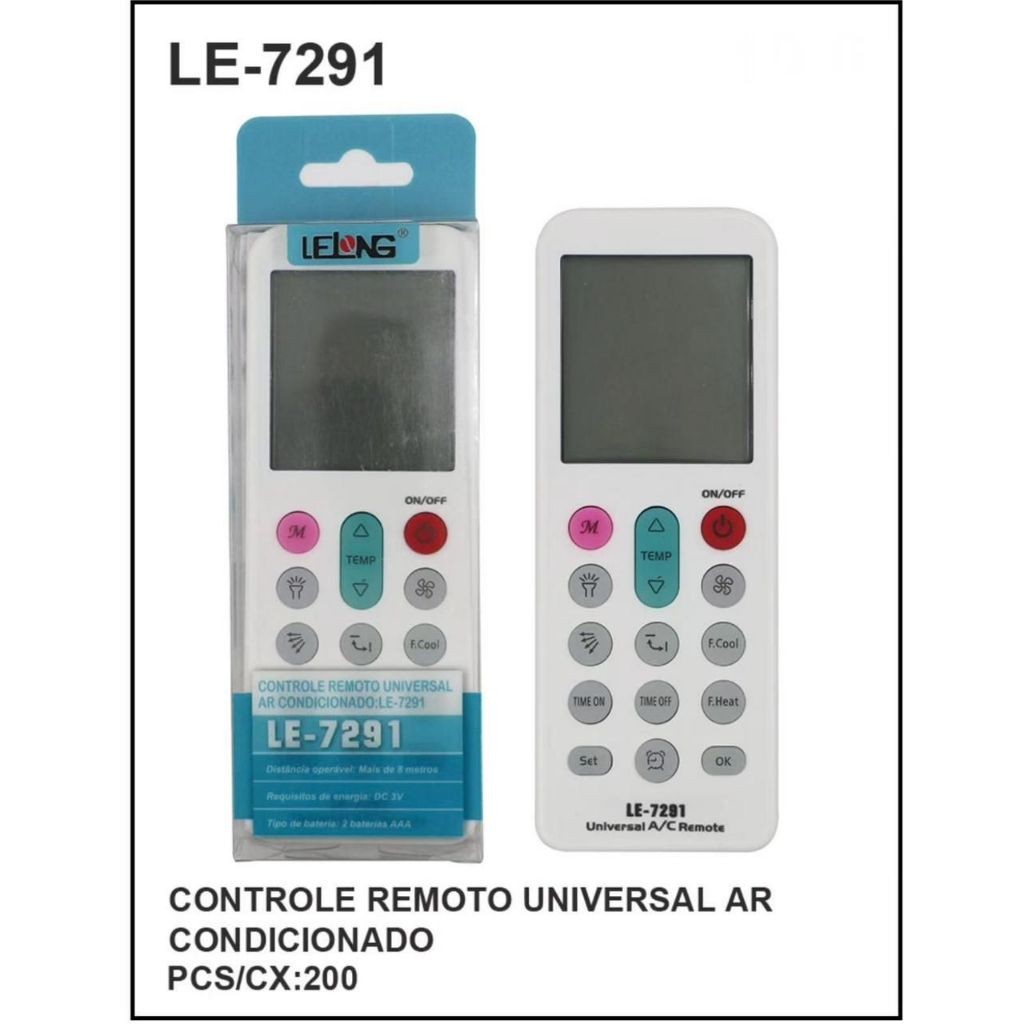 Controle Remoto Universal Ar Condicionado Le-7291 Lelong | Shopee Brasil