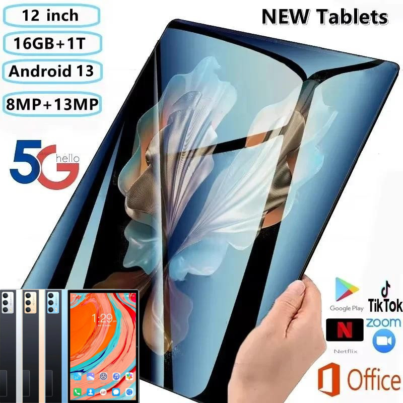 Nova versão Global 12-Polegada Tablet PC 16GB RAM 1TB ROM 5G cartão ...