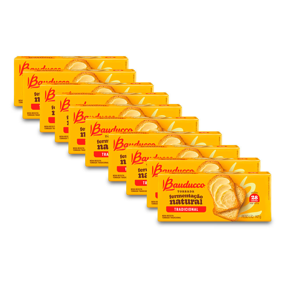 Torrada Tradicional Bauducco Kit 10 Pacotes de 142g | Shopee Brasil