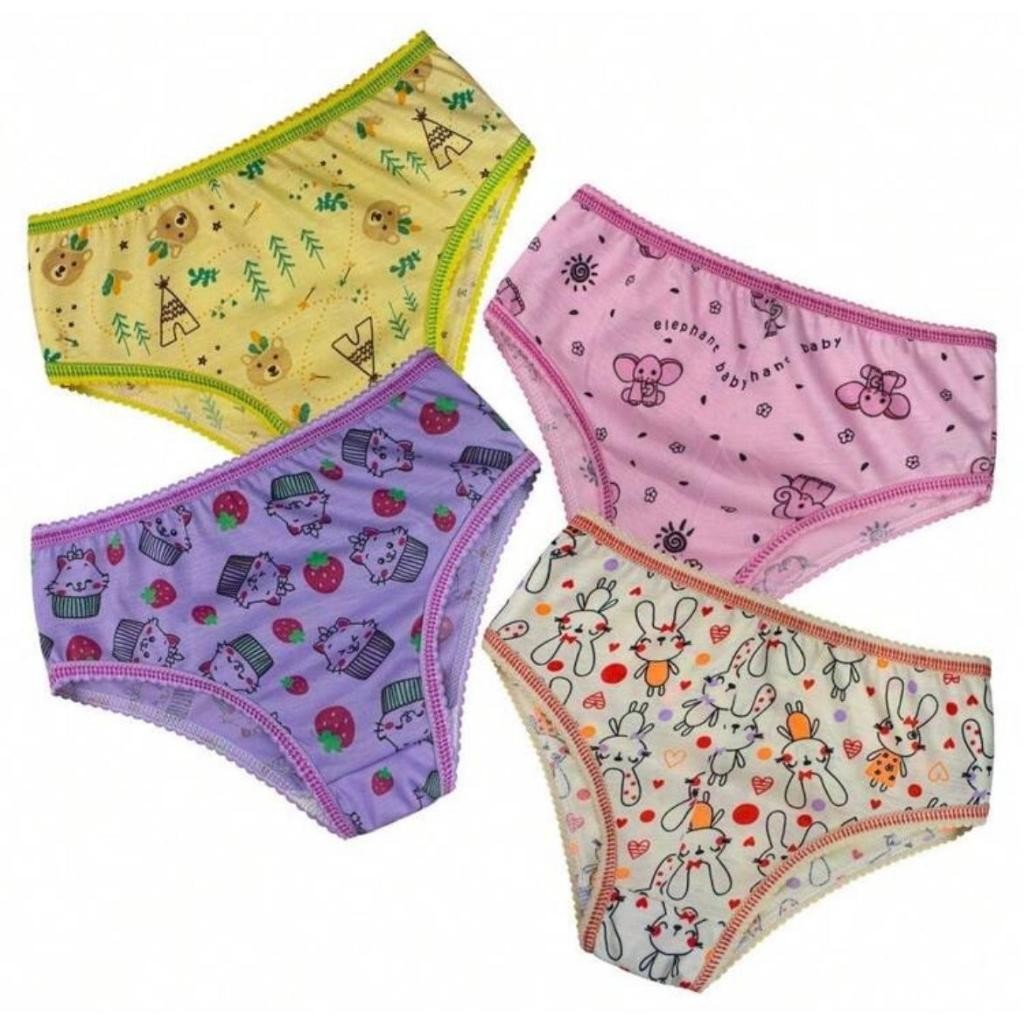 Kit Calcinhas Infantis Algodão 1 a 8 Anos 100 % Algodão Estampas ...