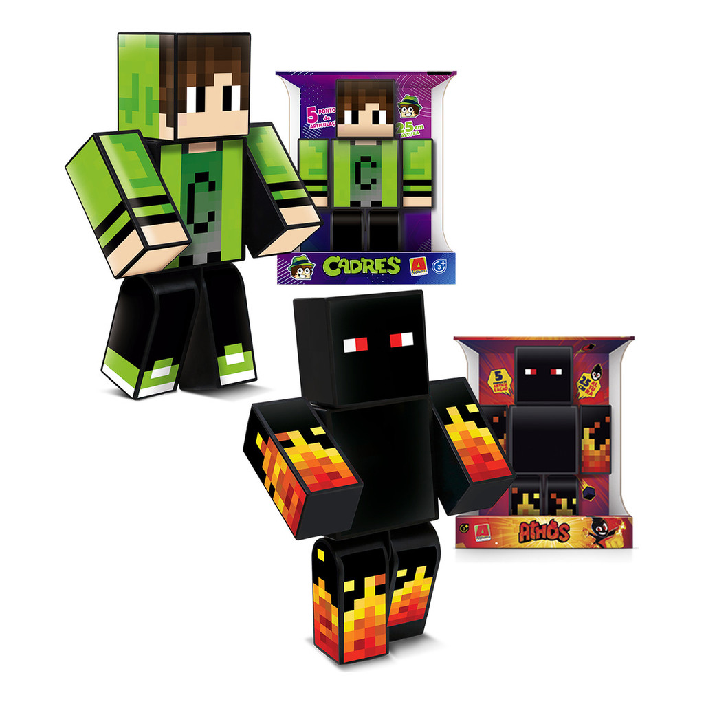 Kit com 2 Bonecos Articulado jogo minecraft Cadres e Athos | Shopee Brasil