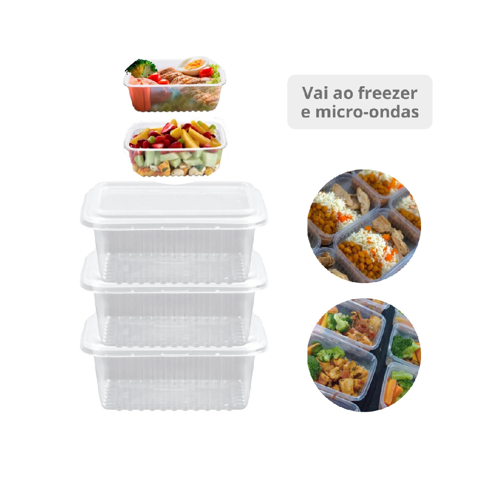 25un Pote Marmita Descartável 500ml Freezer Microondas Fitness Fit Dieta | Shopee Brasil