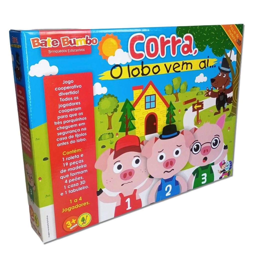 Corra, O Lobo Vem Ai - Brinquedos e Jogos Educativos em Madeira - BATE BUMBO | Shopee Brasil