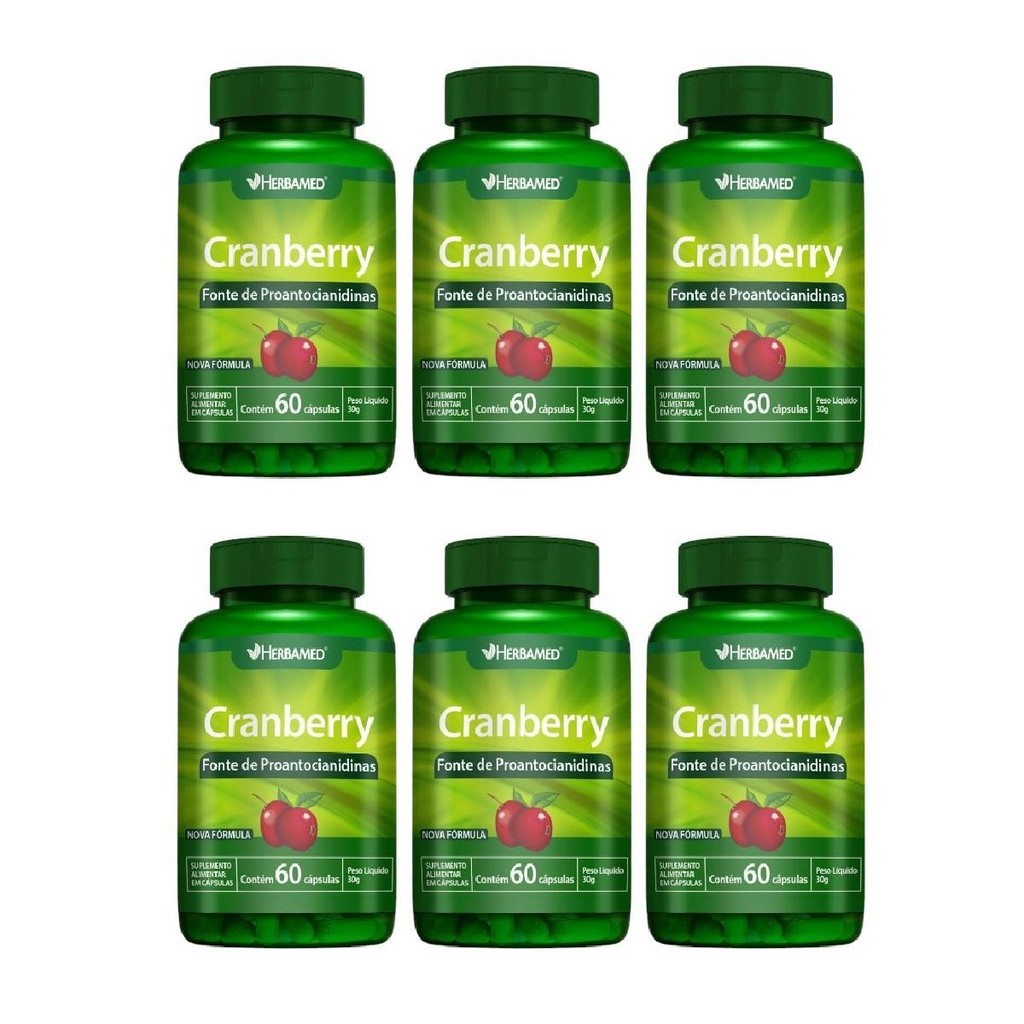 Kit Herbamed Cranberry 6 Potes 60 Cápsulas Cada | Shopee Brasil