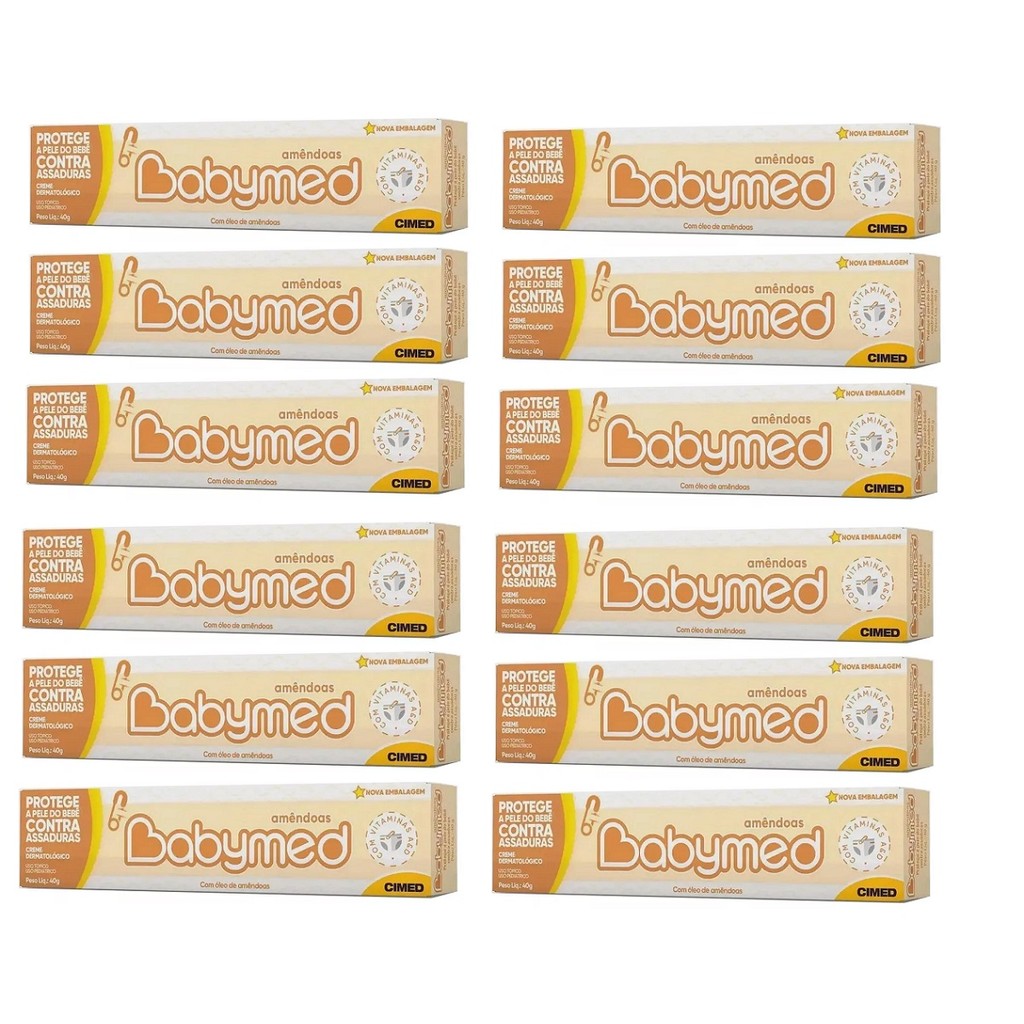 Kit 12 Babymed Amêndoas Creme Para Assaduras 40g - Cimed | Shopee Brasil
