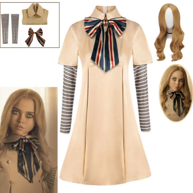 M3GAN Cosplay Traje Peruca Megan Vestido AI Boneca Robôs Meias ...