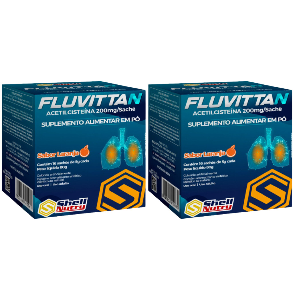 Fluvittan Acetilcisteína Shell Nutry Suplemento Alimentar 200mg Kit com ...