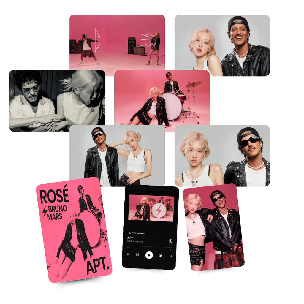 Rose e Bruno Mars APT Photocard set 8 un Frente e Verso | Shopee Brasil