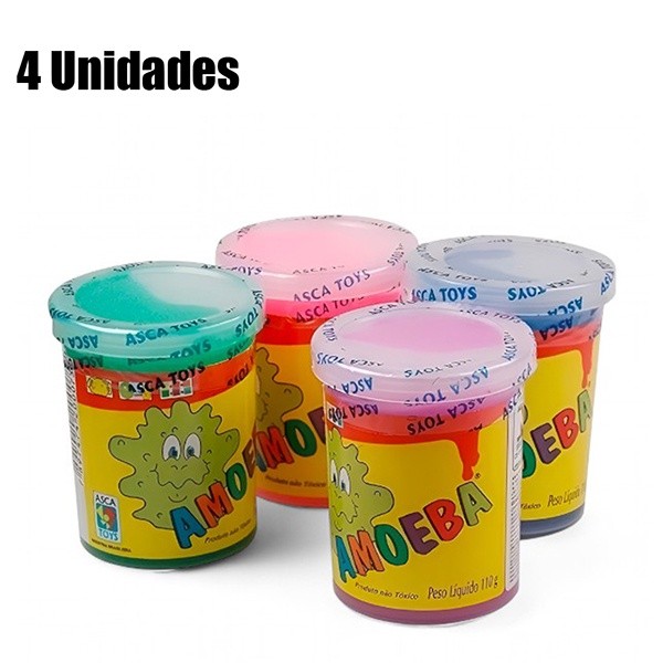 Kit 4 Amoebas Massinha Colorida Geleca de Brincar 110g | Shopee Brasil