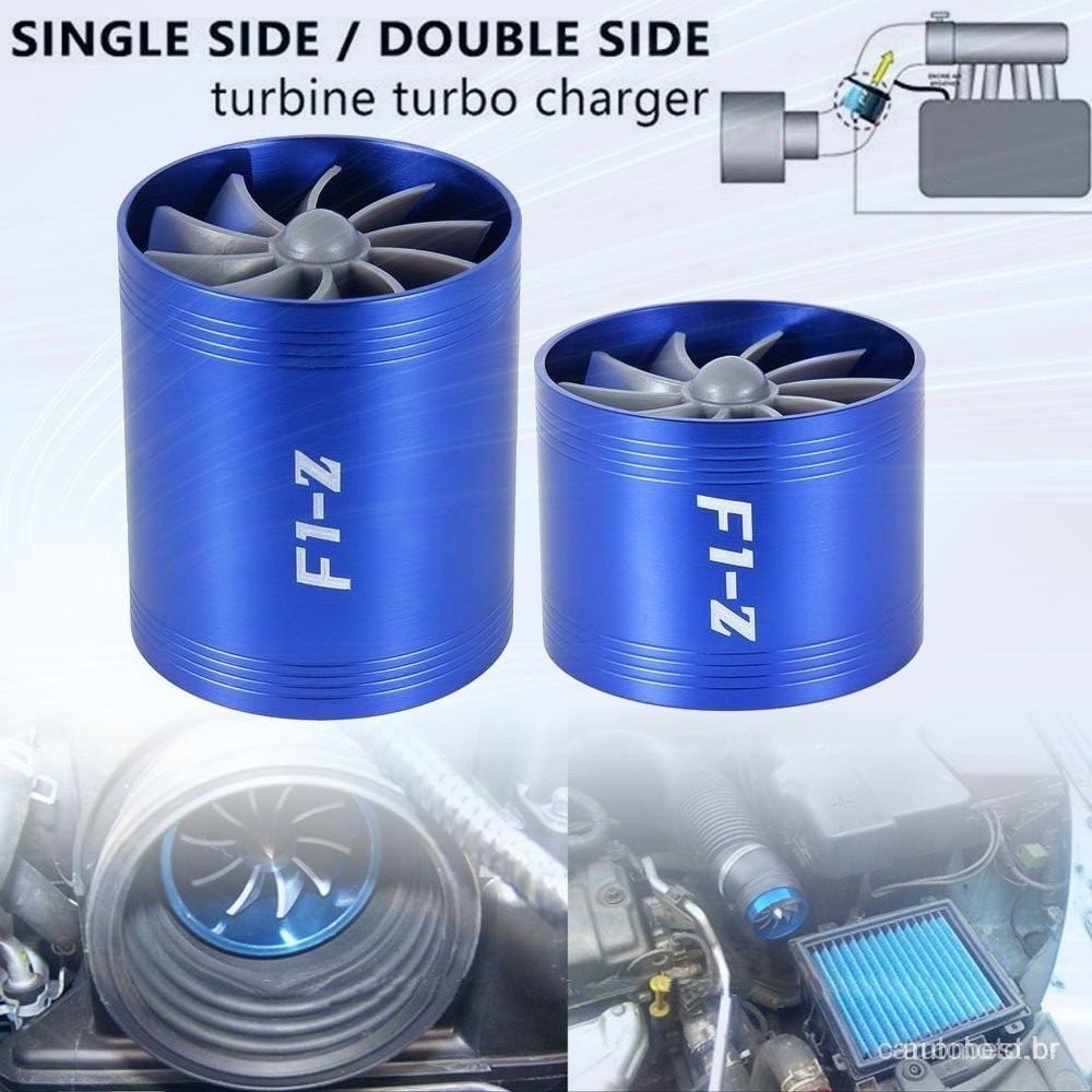 F1-Z Turbo F1-Z Supercharger Duplo Filtro De Ar Combustível Gás Fan For ...