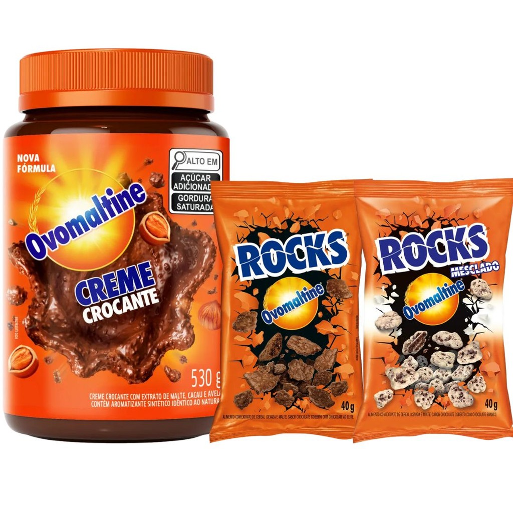 Kit Creme Avelã Ovomaltine Potão Grande 530g + Ovomaltine Rocks ...
