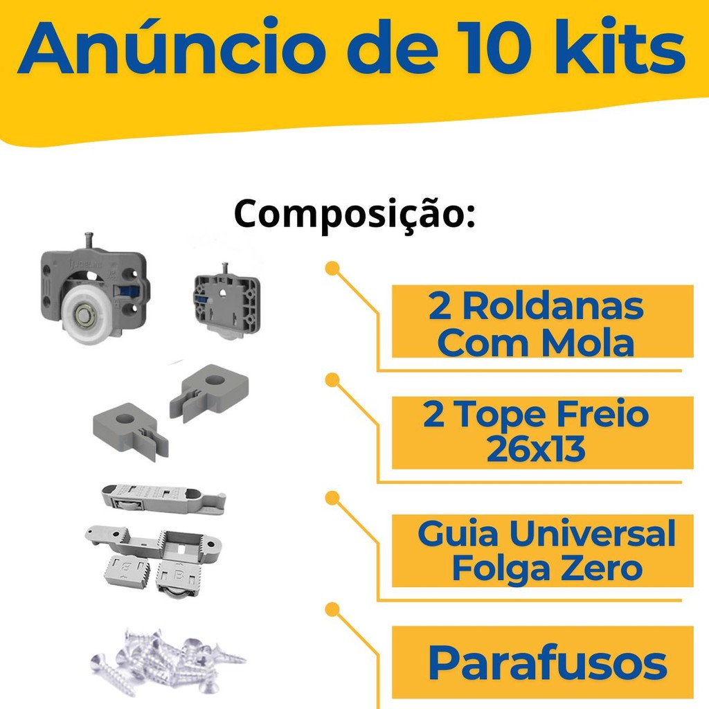 Kit 10 Roldana Sistema Porta Correr Guarda Roupa JP240 | Shopee Brasil