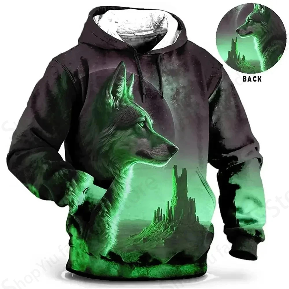 Animal Lobo Tigre Impressão 3d Gráfico Hoodies Moda Masculina Oversized ...
