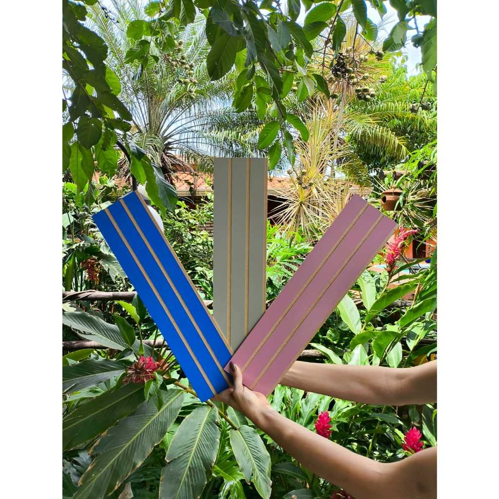 Kit 100 Placas Painel Ripado Revestimento de Parede MDF 45x11 ...