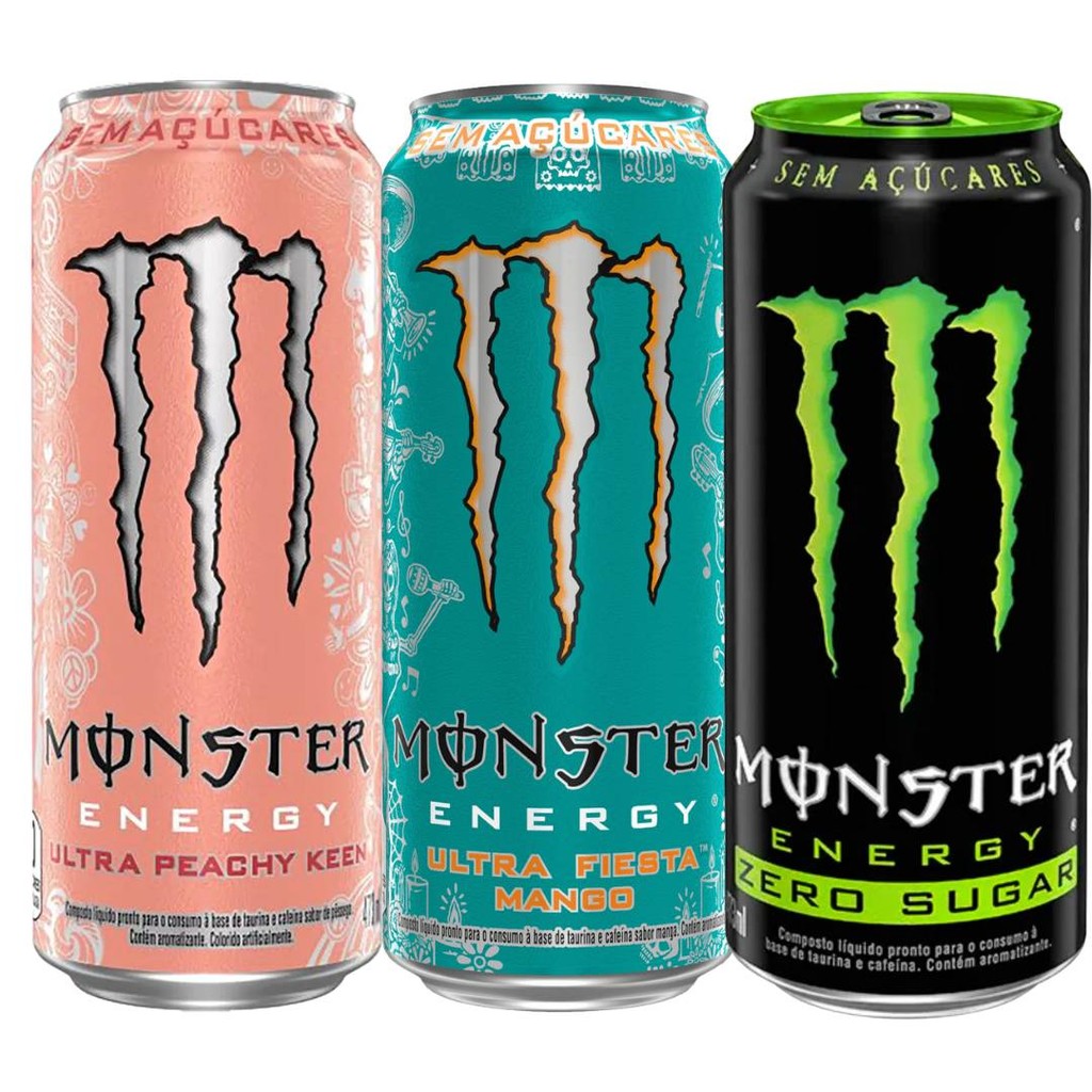 Kit Energético Monster Energy Original Zero Sugar 473ml + Ultra Peachy ...