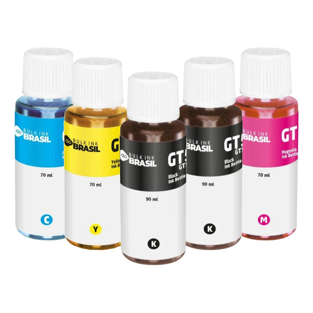Kit 05 Tintas Gt53 Gt52 Para Hp Série 700, 6000, 7000 | Shopee Brasil