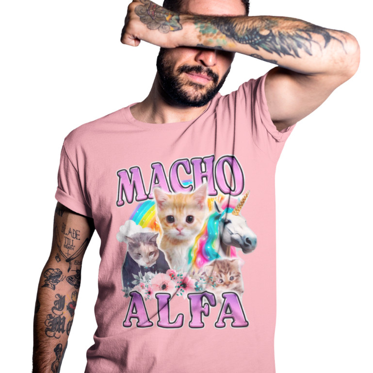 Camiseta Macho Alfa Meme Gatinho Unicórnio Camisa 100% Algodão unissex | Shopee Brasil