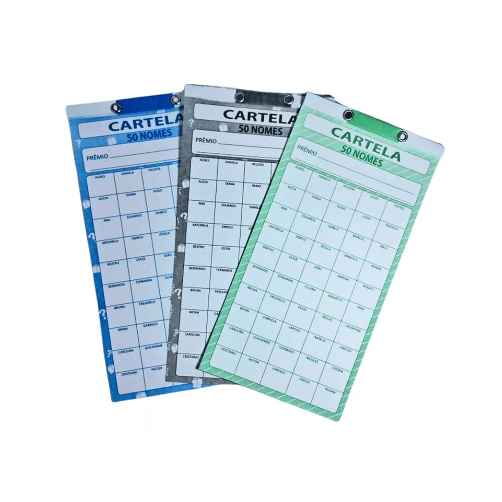 Kit Cartela De Rifa 50 Nomes Com 5 Unidades - Tamoio | Shopee Brasil