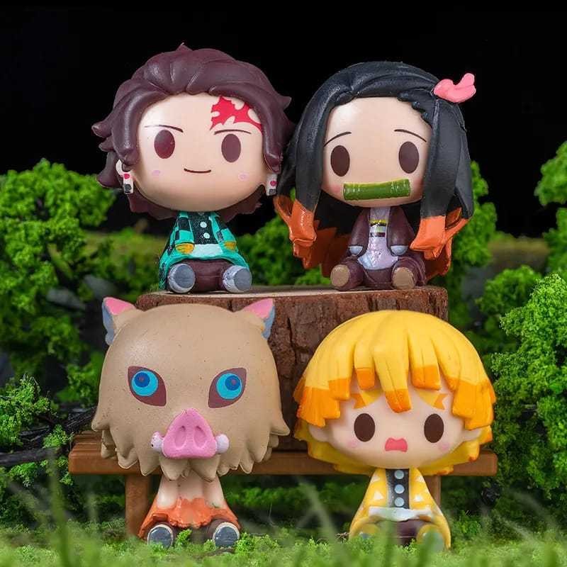 KIT 4 Mini Action Figure Demon Slayer Anime MIniatura Mangá Desenho ...