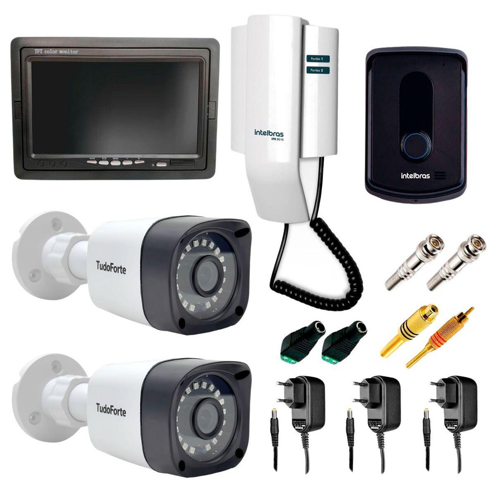 Kit Porteiro Intelbras IPR8010 com 02 Câmeras Infravermelho e Tela ...