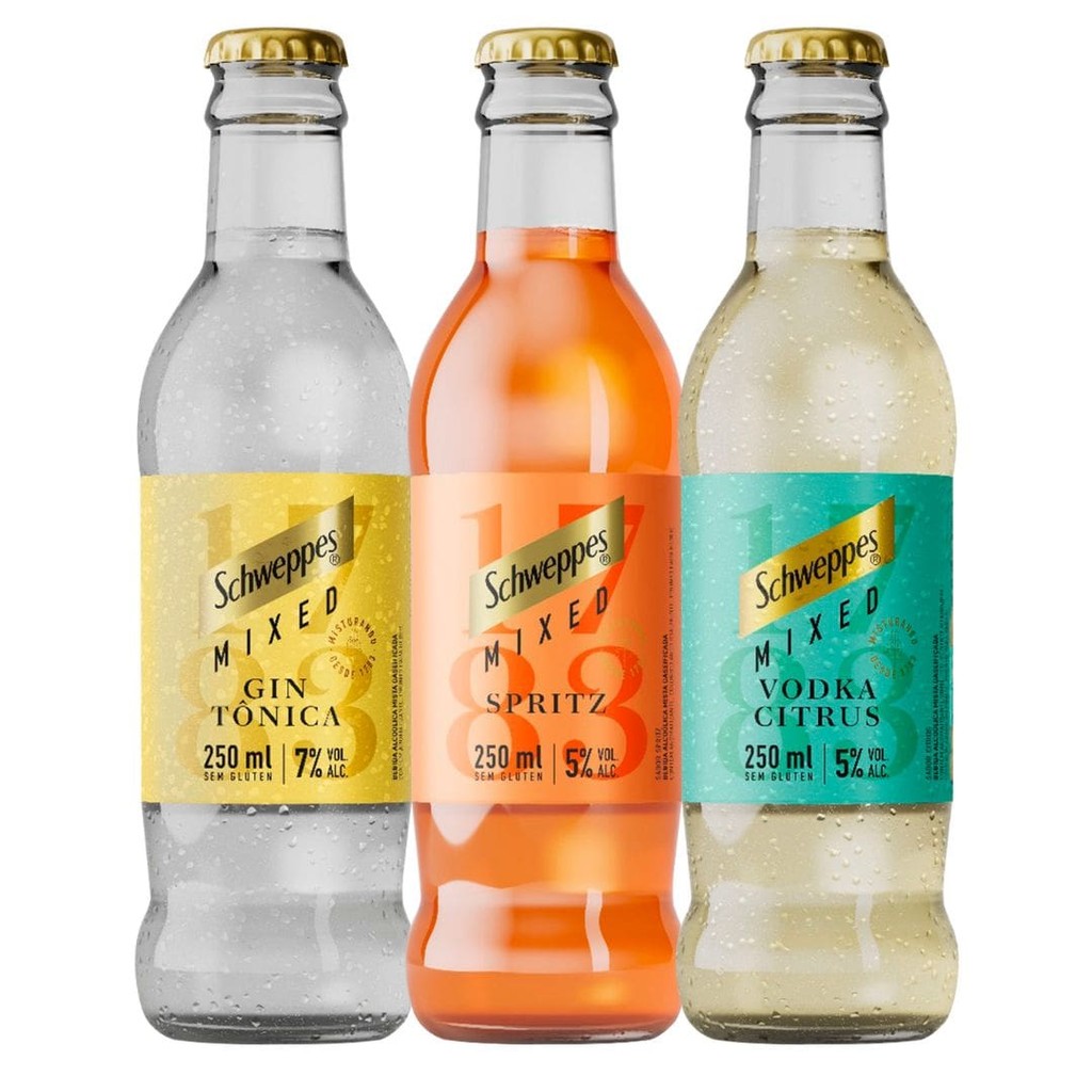 Schweppes Mixed 250ml Gin Tônica Vodka Citrus Spritz Sem Glúten Drink ...