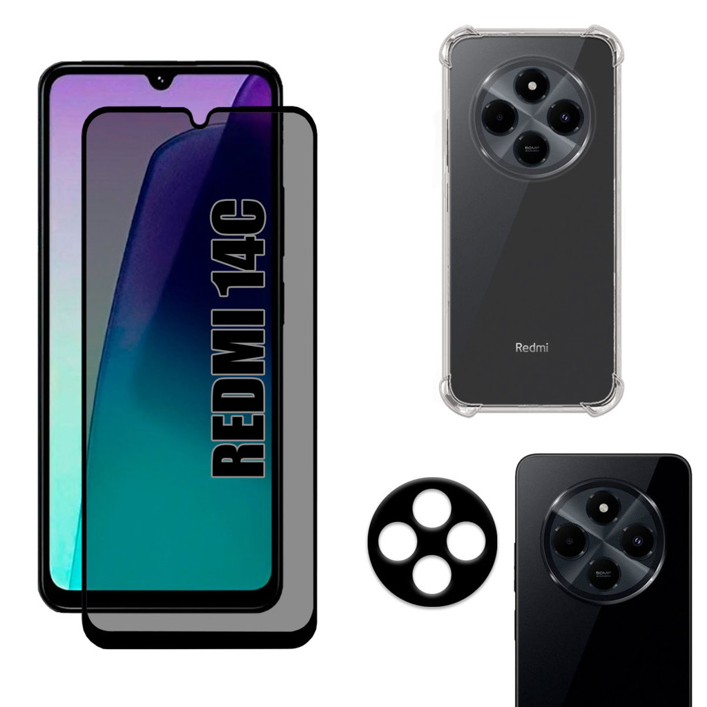 Kit Para Redmi 14C - Película Privacidade 3D + Capa + Câmera | Shopee ...
