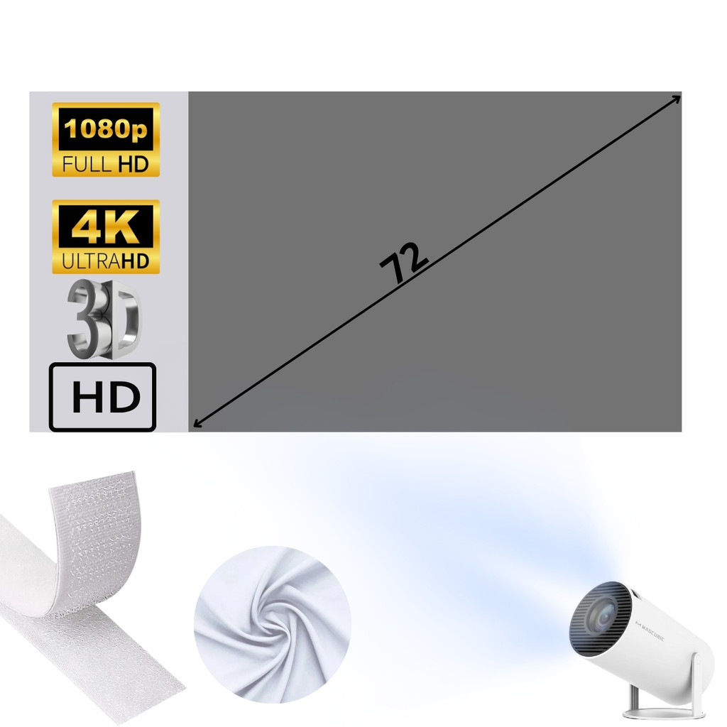 Telão de Projeção 72 Polegadas Tecido Lona Dobrável Tela Projetor ...