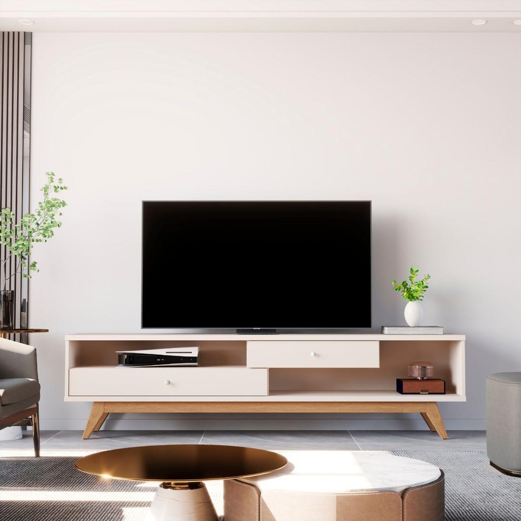 Rack Para TV 75 Polegadas Albuquerque Off White | Shopee Brasil