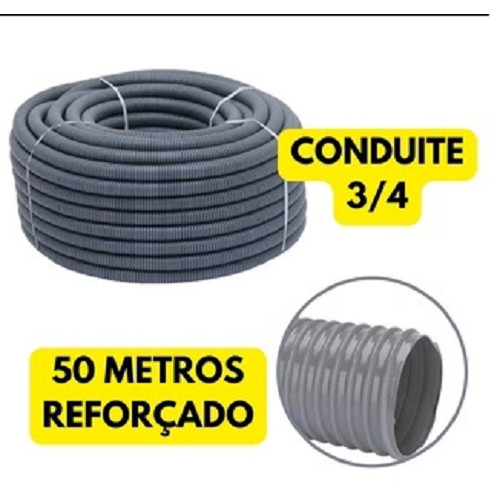 Conduite corrugado Eletroduto 3/4 Reforçado Cinza Rolo 50 Metros ...
