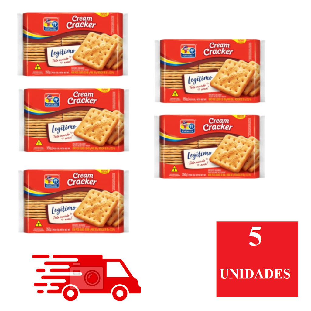 Biscoito Fortaleza Cream Cracker Legítimo 350G Original - kit 5 UND ...