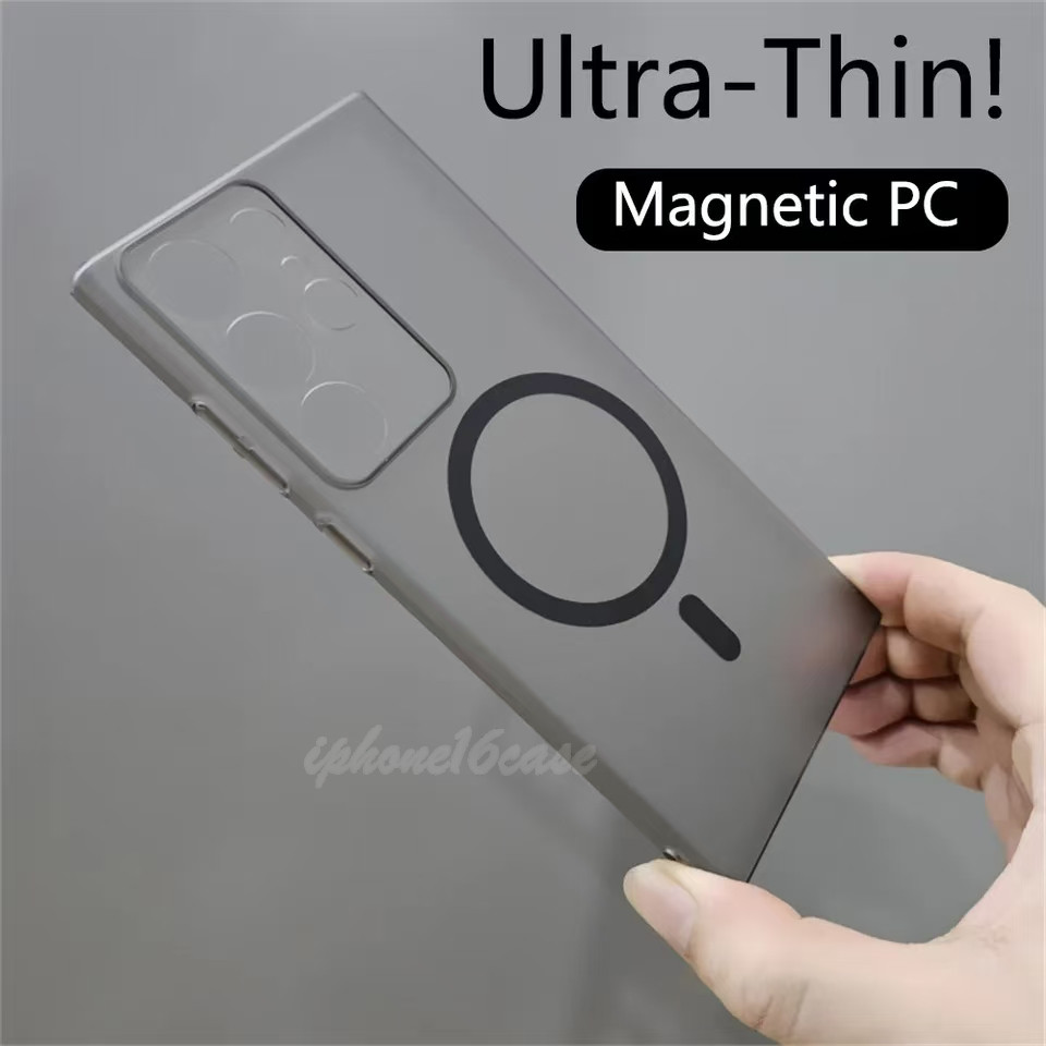 Translúcido Fosco Magnético Para Magsafe Caso De Telefone Samsung Galaxy S24 S23 S22 S25 Ultra ...
